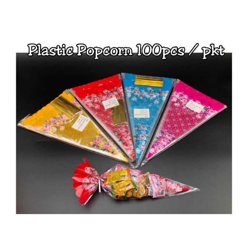 Plastic Jajan Plastic Popcorn Goodies Plastic Beg 100pcs/pkt | Shopee ...