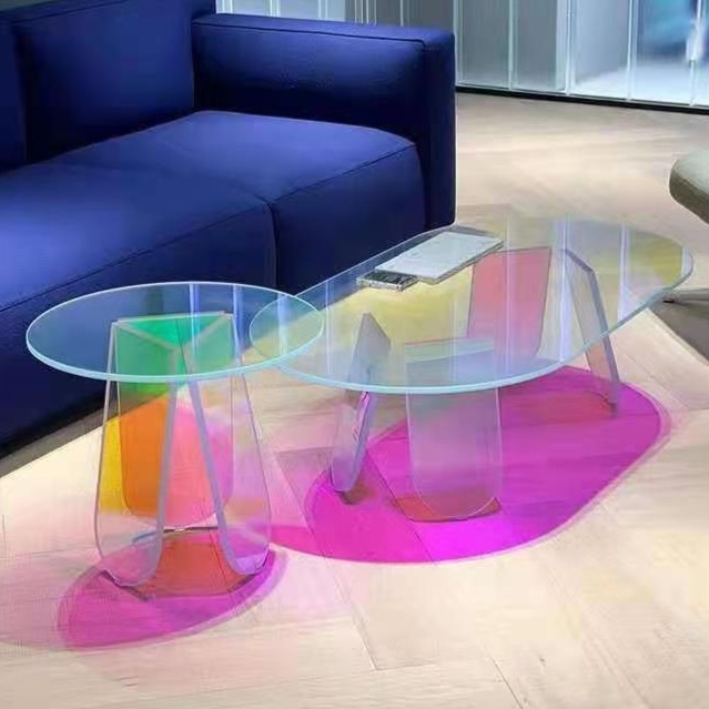 Trending Acrylic Aurora Table Colorful Rainbow Coffee Table Plexiglass ...