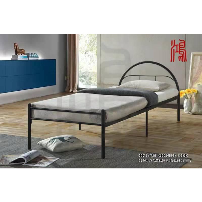 Katil Besi Single Bed Metal Bed Frame Bed only No Mattress Katil Sahaja ...