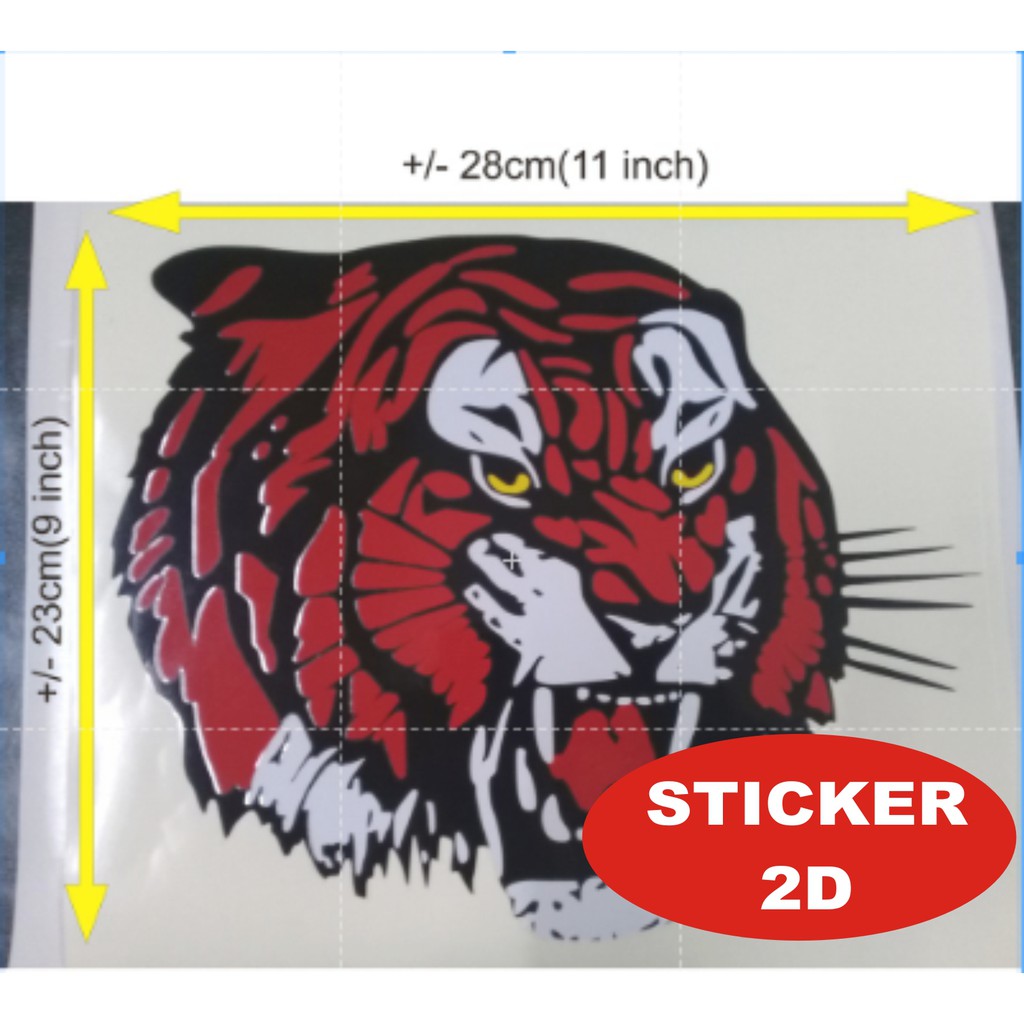 20230820-1127 STICKER 2D TIGER HEAD 28CM X 23CM CLEAR COATED ORACAL ...