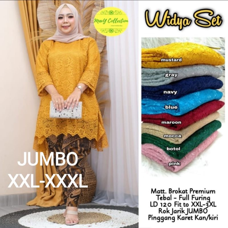 Rz WIDYA Kebaya Set Ld120 XXL-3XL by May. Furing Brocade Kebaya and Jumbo Batik Skirt. Glitter ...