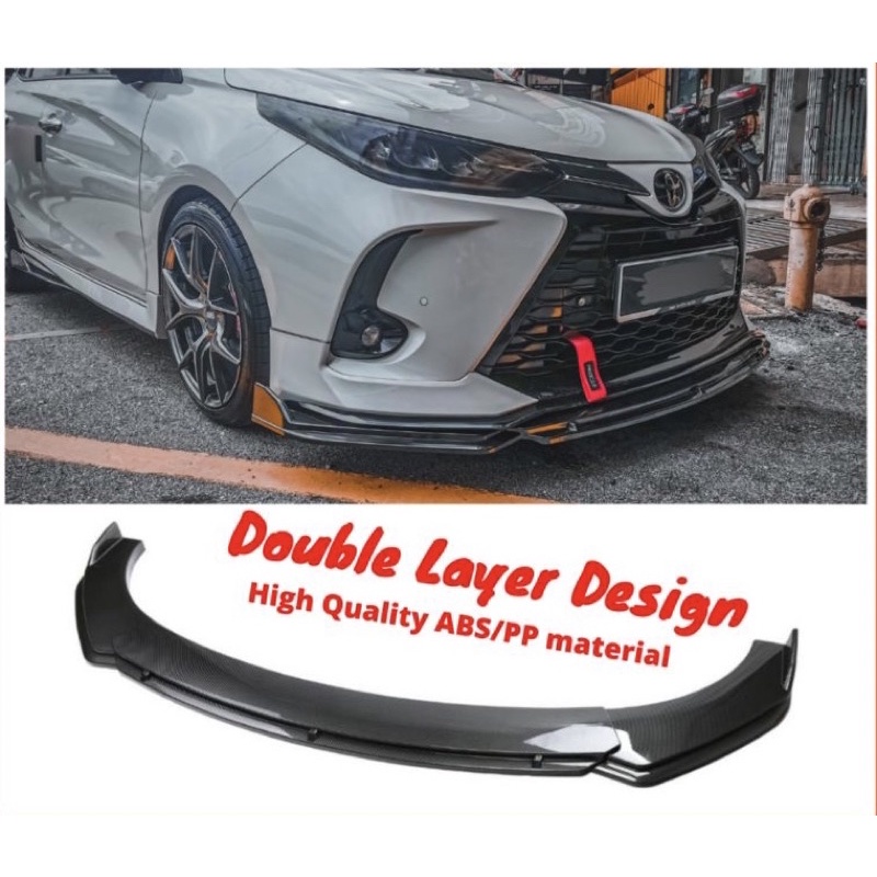 Car Universal Front Bumper Lips skirting diffuser Double Layer Up lip ...