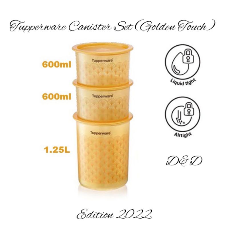 Tupperware One Touch Canister Set (3) [Pink Blossom/Spring Garden/Royale Bloom/Golden Touch ...