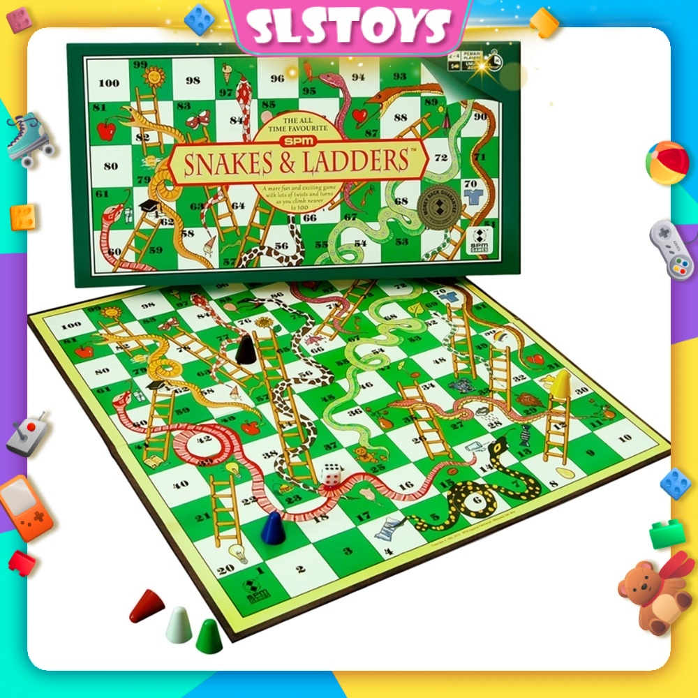 SLSTOYS SPM102 Snakes and Ladders Board Game Fun Family Friends ...