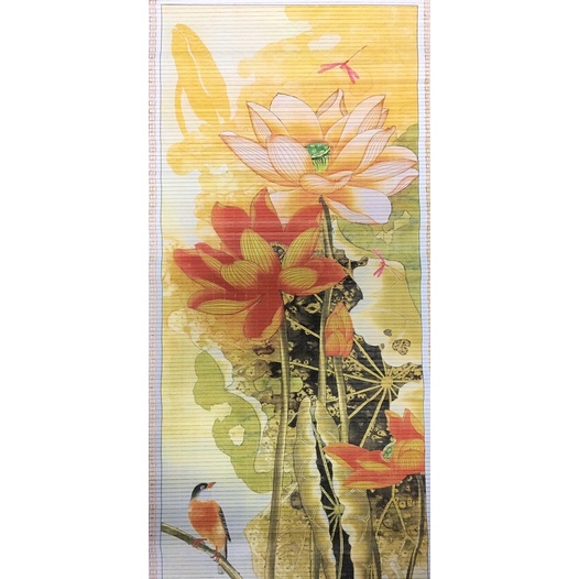 Lotus Flower Bamboo Scroll 莲花竹帘 Cane & Wooden Wall Scroll | Shopee Malaysia