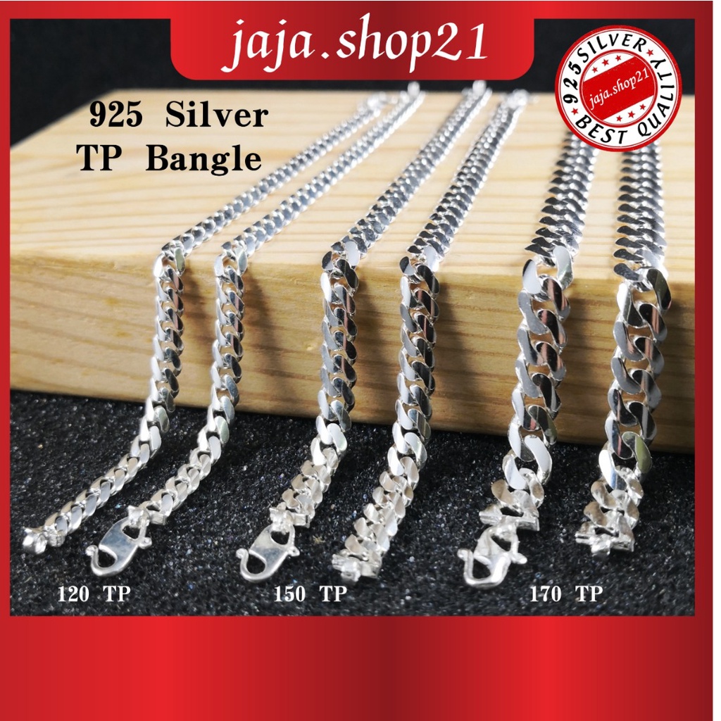 READY STOCK | Original 925 Silver TP Bangle Men / Women | Gelang Tangan Lelaki / Perempuan Perak ...