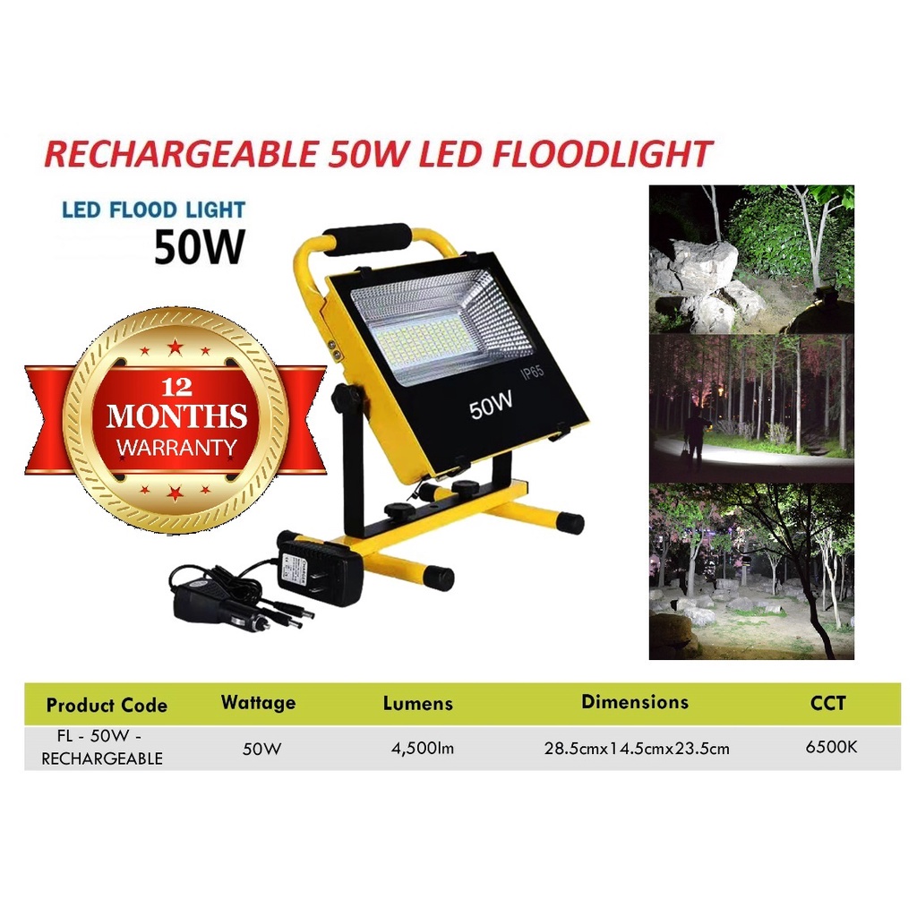 Sun Rechargeable 50W LED Portable Floodlight Set (Day Light) | Shopee ...