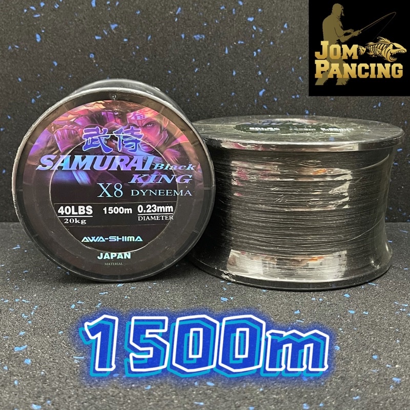AWASHIMA Samurai Black King x8 PE Braided Line 1500m,Benang,Fishing ...