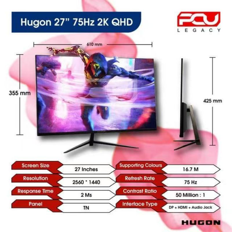 HUGON 24” & 27” 32” Curved 75Hz 2Ms FHD LED Gaming Monitor / 27 32 Inch ...