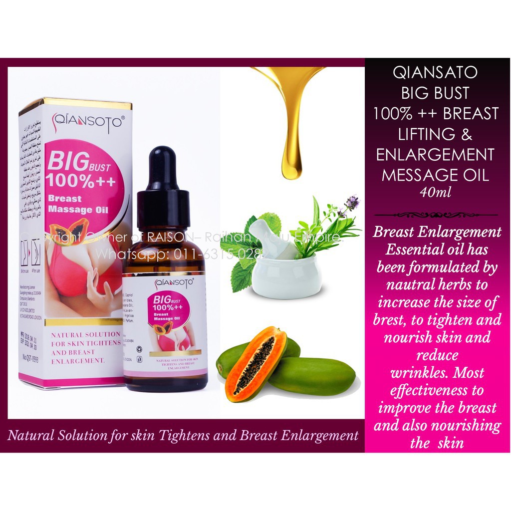 Original Big Bust 100%++, Breast Massage Oil 40ML, Bio Serum Firming ...