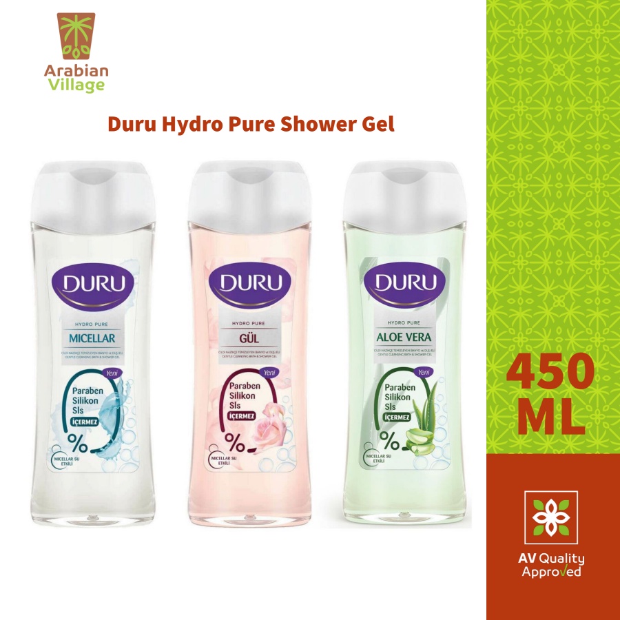 Turkish Duru premium Hydro Pure Shower Gel Series for Sensitive skin 450ml Rose Aloe Vera ...