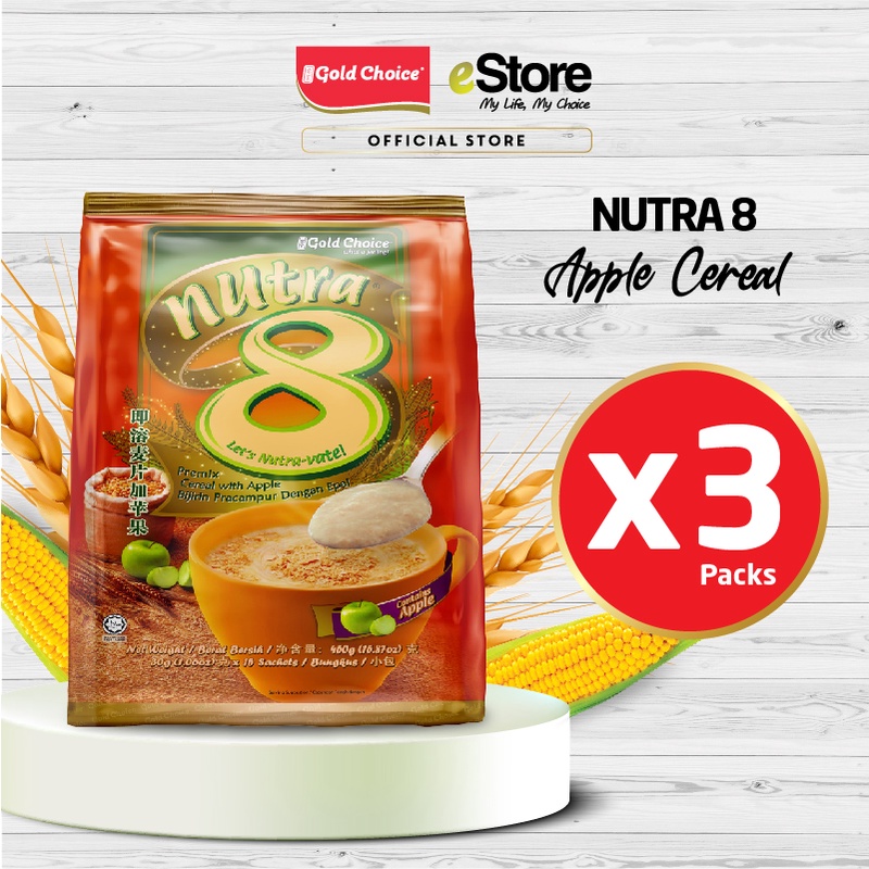 GOLD CHOICE NUTRA 8 Cereal With Apple - (30g X 15'S) X 3 Packs Bundle ...