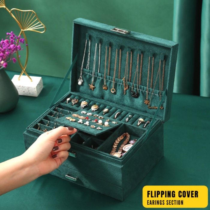 Kotak Barang Kemas Cincin Subang Rantai Gelang Emas Jewellery Box 3 ...