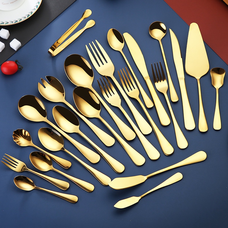 Stainless steel spoon, fork, golden cutlery set 不锈钢餐具 湯匙叉 金色餐具套装 ...