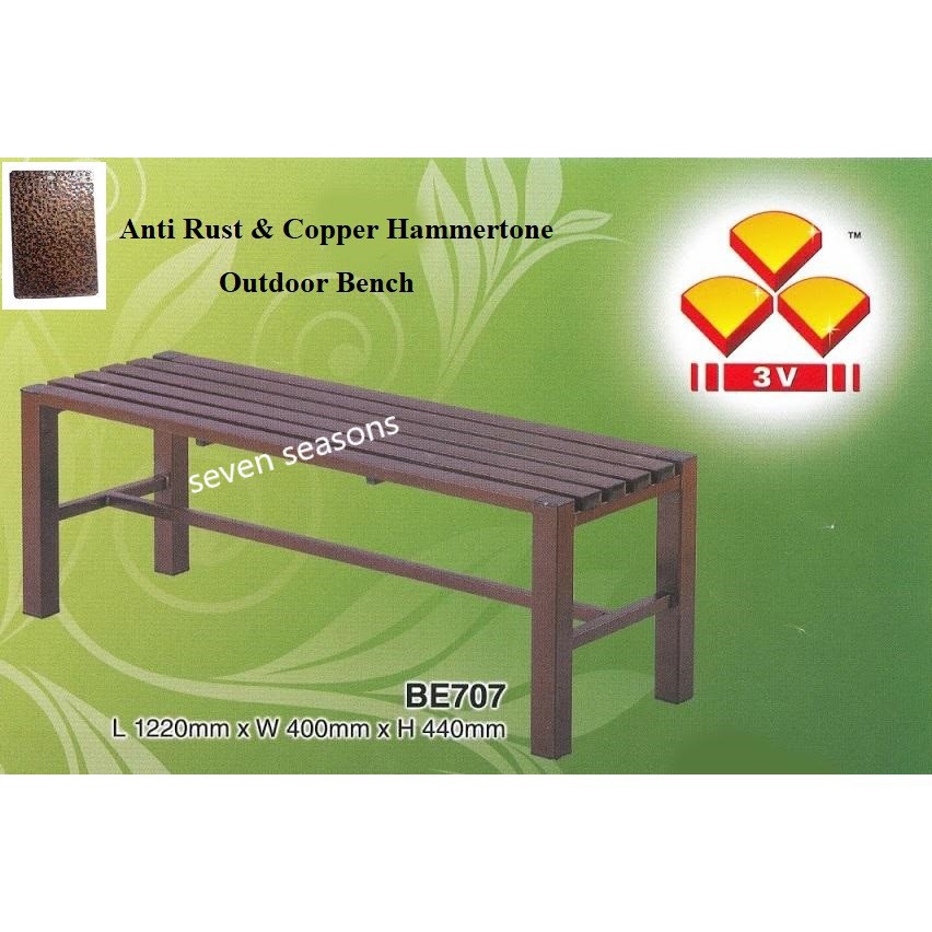 3V Powder Coating Metal Long Bench Chair 122 cm Length Water Resistant ...