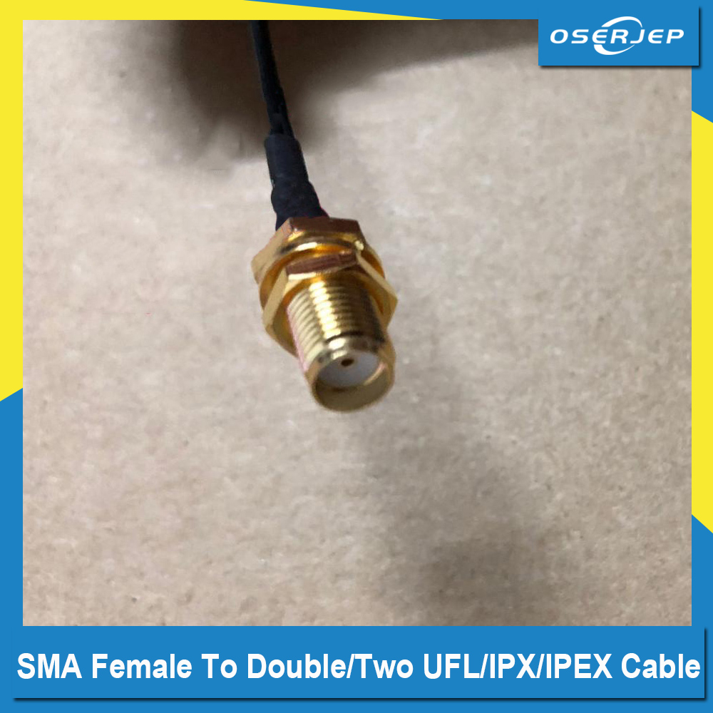 5PCS RF Coaxial SMA Female Jack To Double/Two UFL/IPX/IPEX Adapter ...