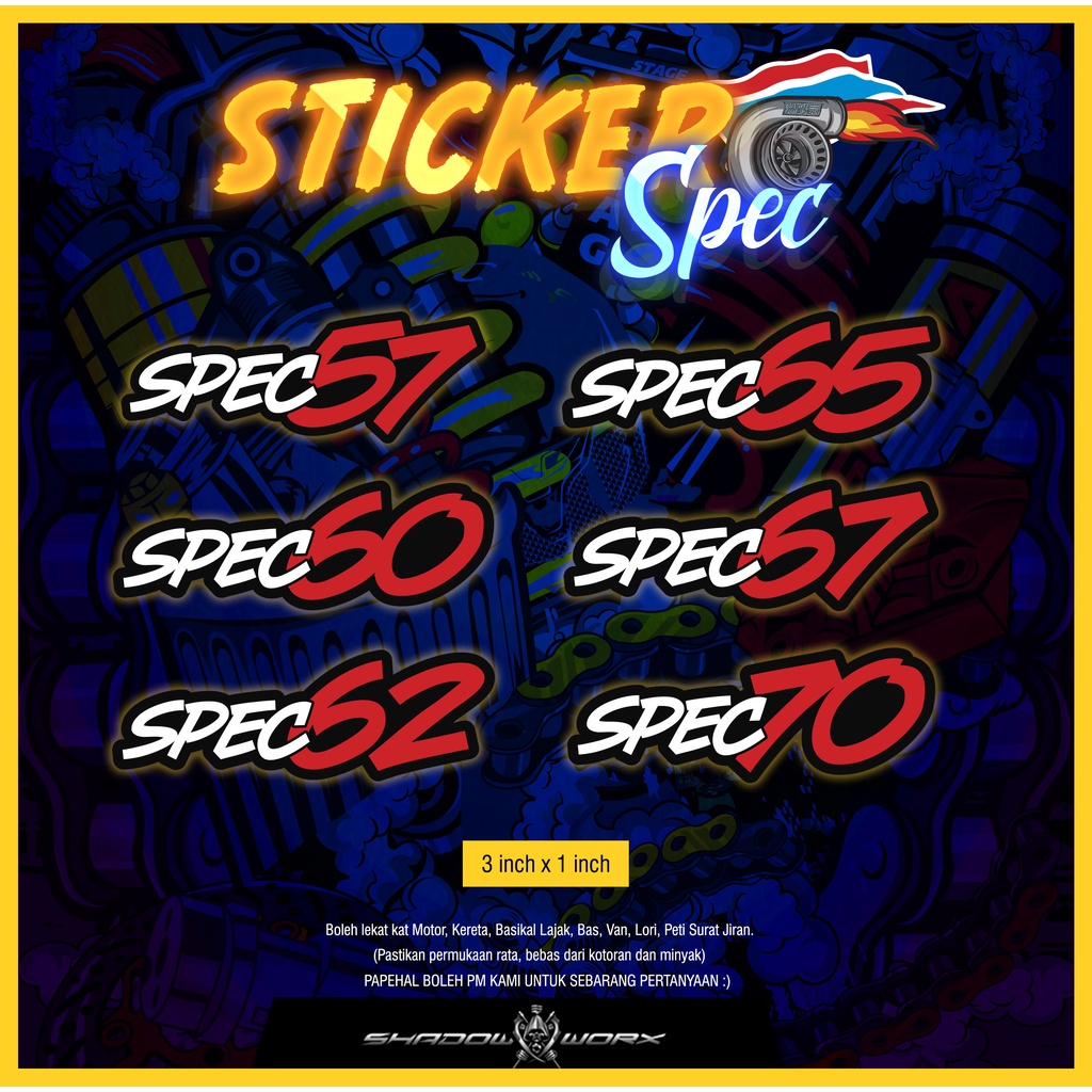 Sticker Spec 57 60 62 65 67 70 🔥🔥🔥 | Shopee Malaysia