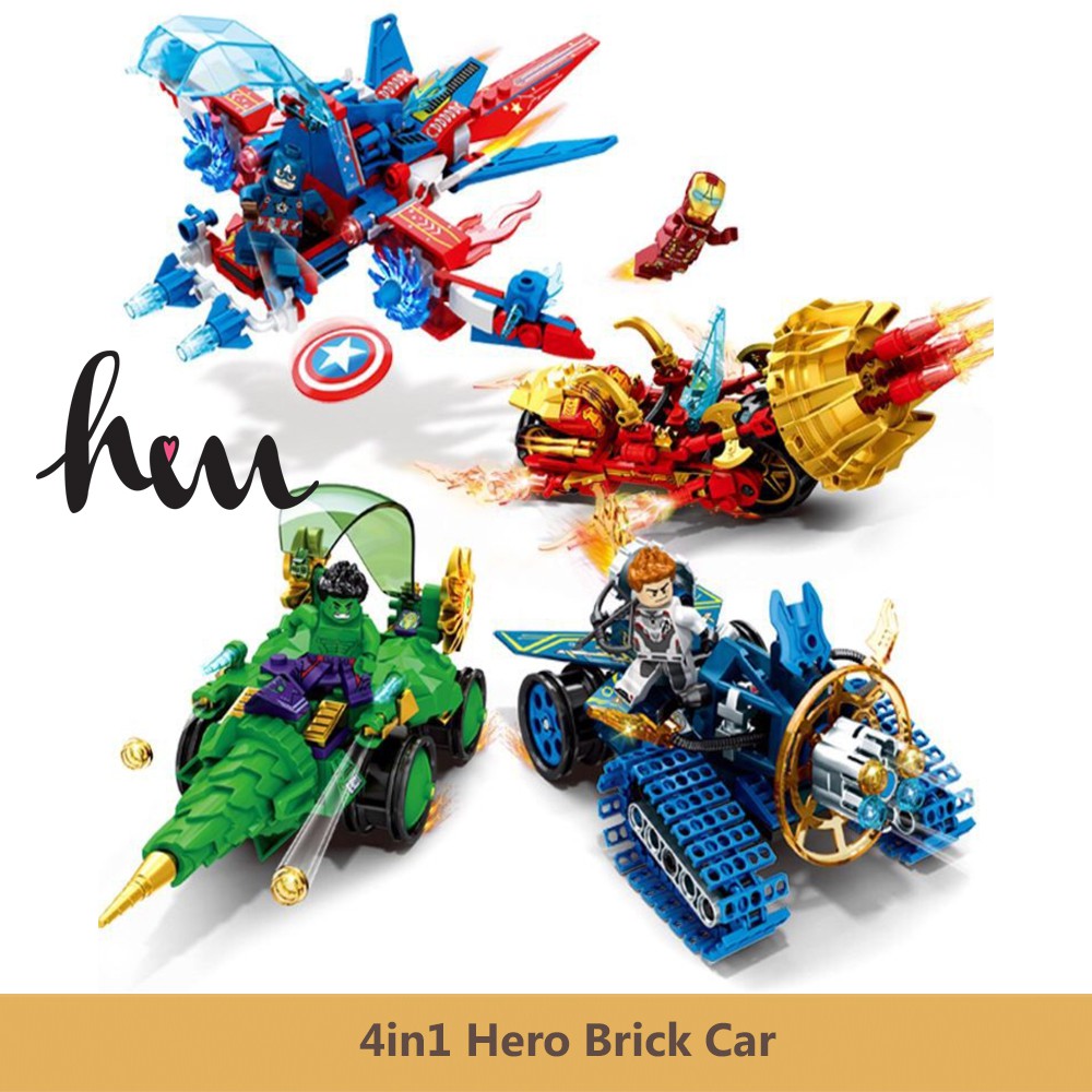 4 in 1 Heroes Assemble Racing Car Brick Set Lego Bricks Hero Toy Brick ...