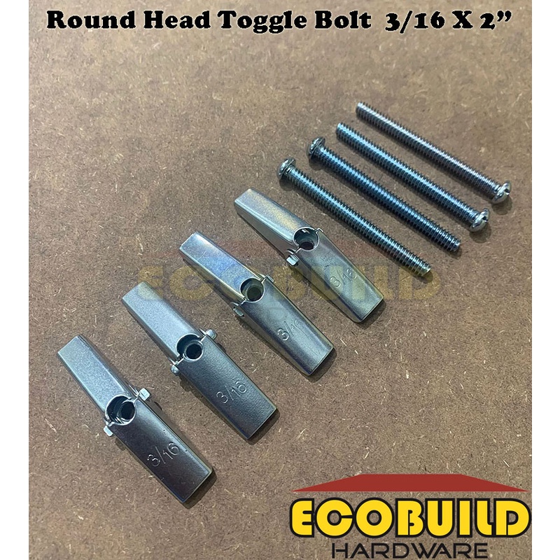 Round Head Toggle Bolt 3/16 X 2" (1 Set with 4 Screw and 4 Wing ...