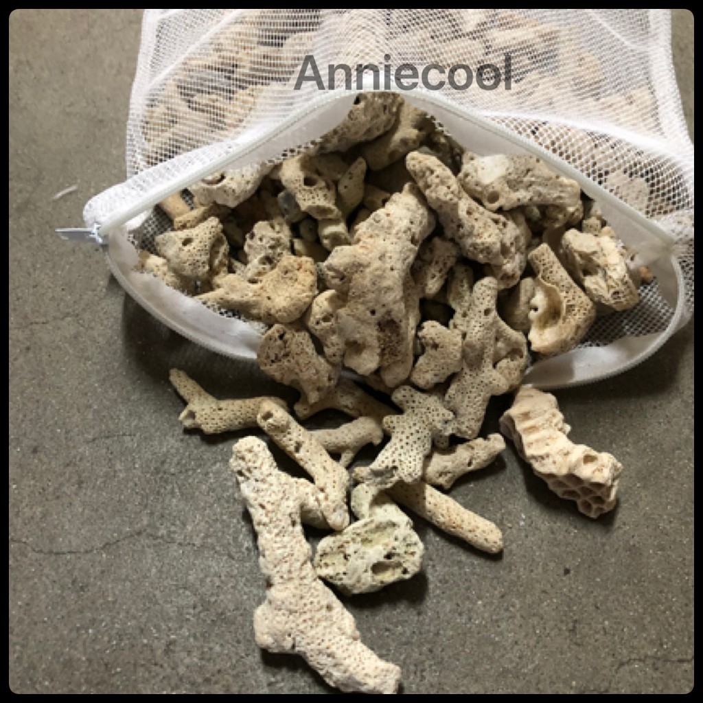 AQUARIUM CORAL STONE FILTER MEDIA WITH ZIP NET - 1kg | Shopee Malaysia