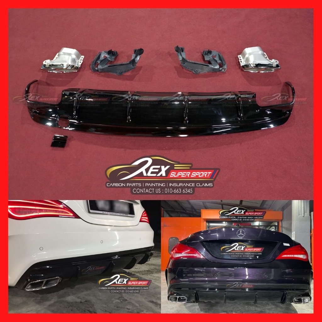 Mercedes Benz CLA W117 180 200 250 45 AMG Rear Diffuser Facelift ABS ...