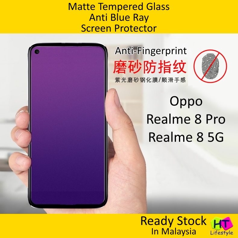 Oppo Realme 8 Pro, 8 5G Anti-Fingerprint/Glare/Blue Ray Matte Tempered ...