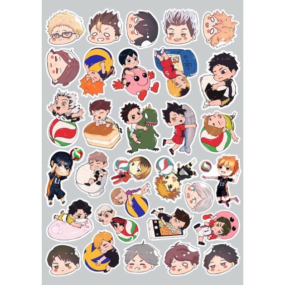 Chibi haikyuu stickers 30-60 pieces/haikyuu anime stickers | Shopee ...