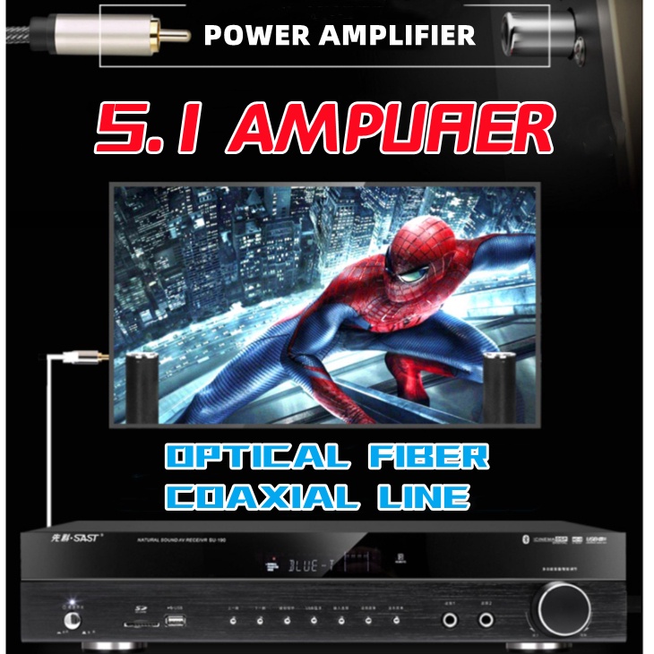 5.1 Channel Power Amplifier Home Theater Optical Fiber Coaxial Input ...