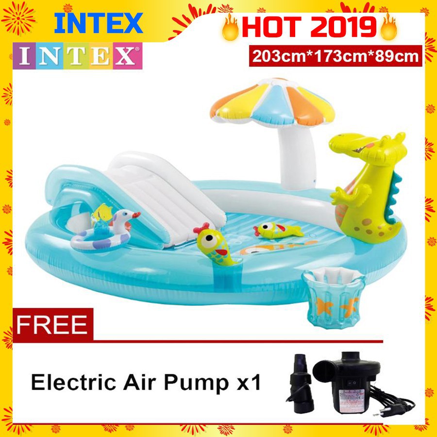INTEX 57129 Alligator Play Center Inflatable Children Swimming Pool ...