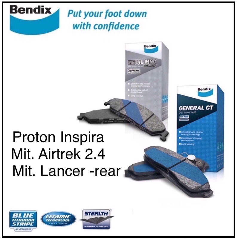 Proton Bendix Rear Brake Pad - Proton Inspira/ Mitsubishi Airtrek 2.4 ...