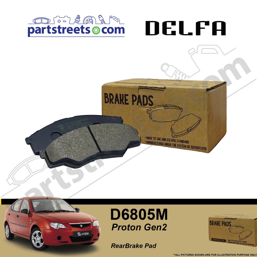DELFA Rear Brake Pad - Proton Gen 2 - D6805M (1set) | Shopee Malaysia