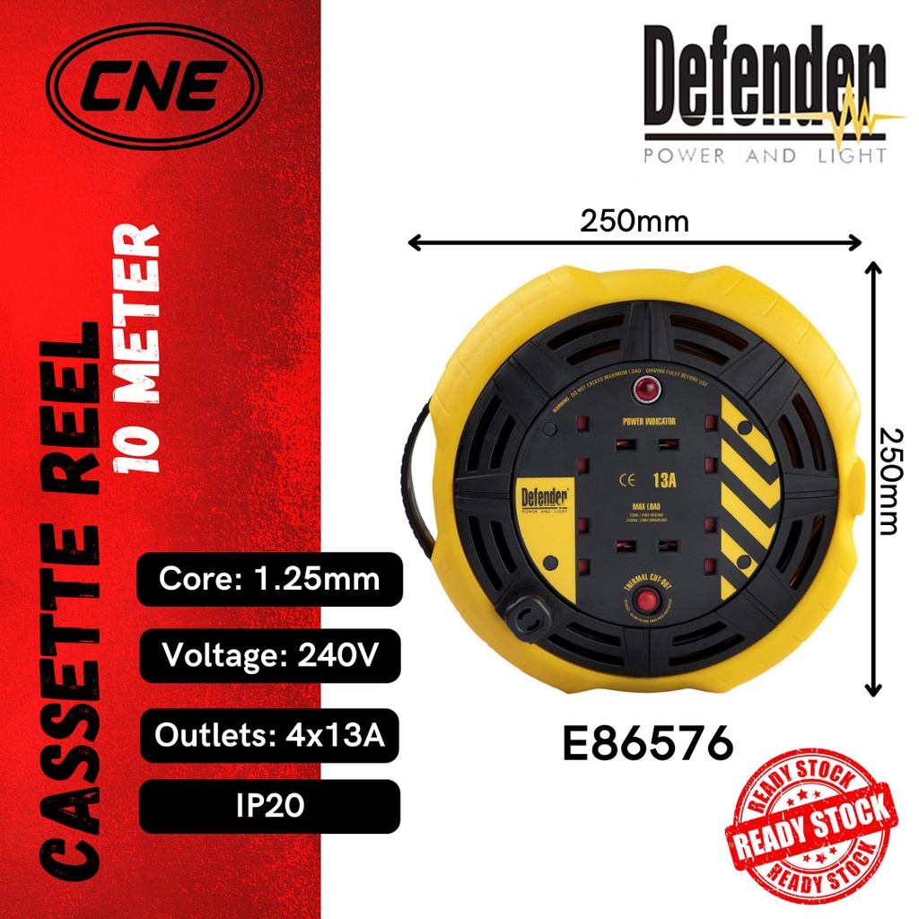 【🔥Ready Stock🔥】DEFENDER Industrial Extension Wire Cable Reel - E86576 ...