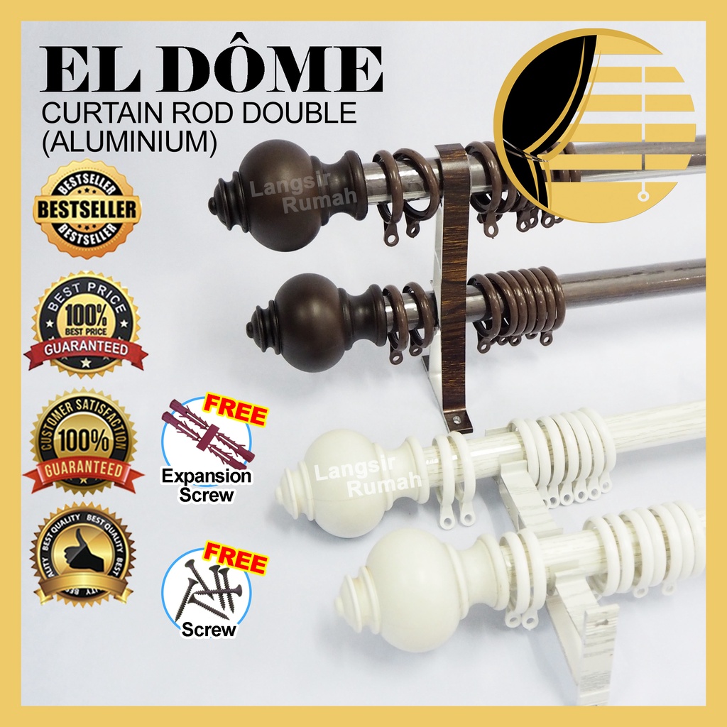 LR EL Dôme DOUBLE Aluminium Curtain Rod/ Kayu Langsir Aluminium /Rod ...