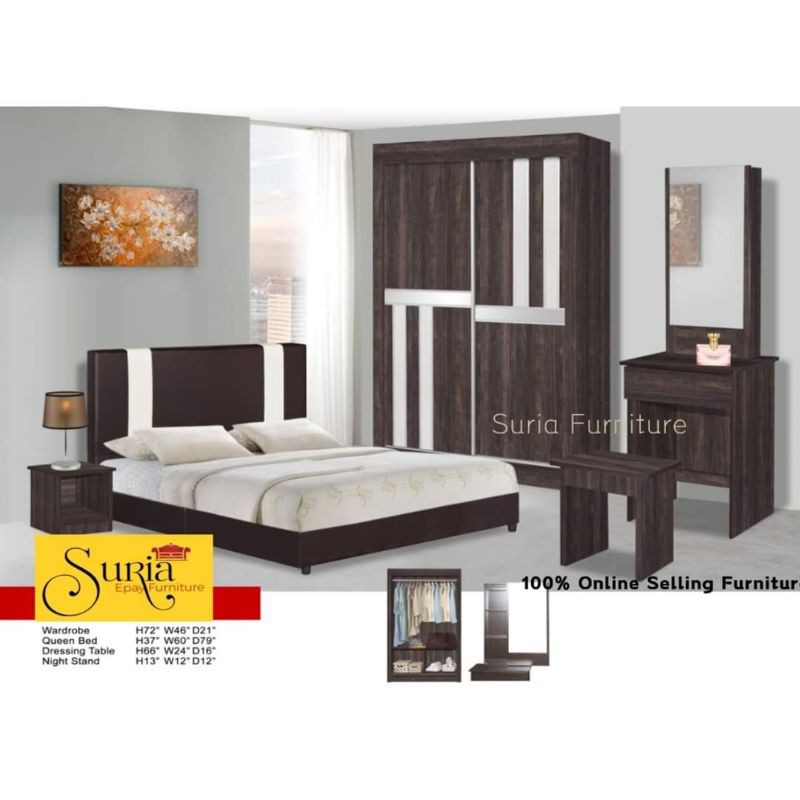 Suria - Package Charlie (Bedframe + Mattress + Wardrobe + Dressing ...