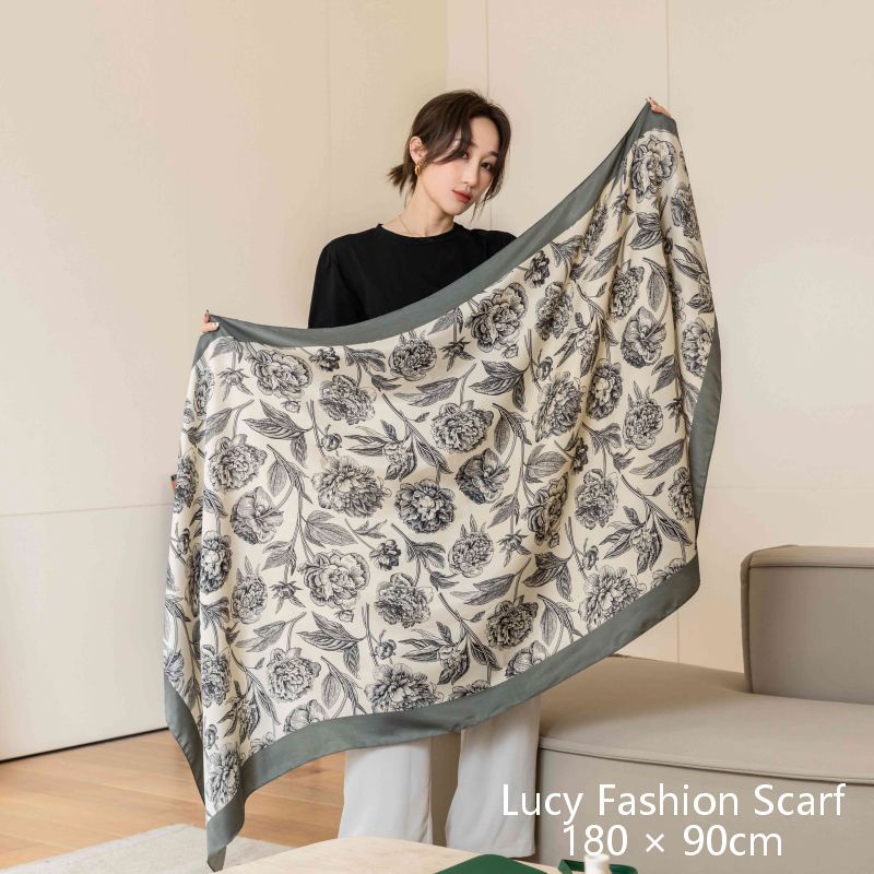 LUCY Fashion Scarf 180 × 90cm long silk scarf women's shawl printed ...