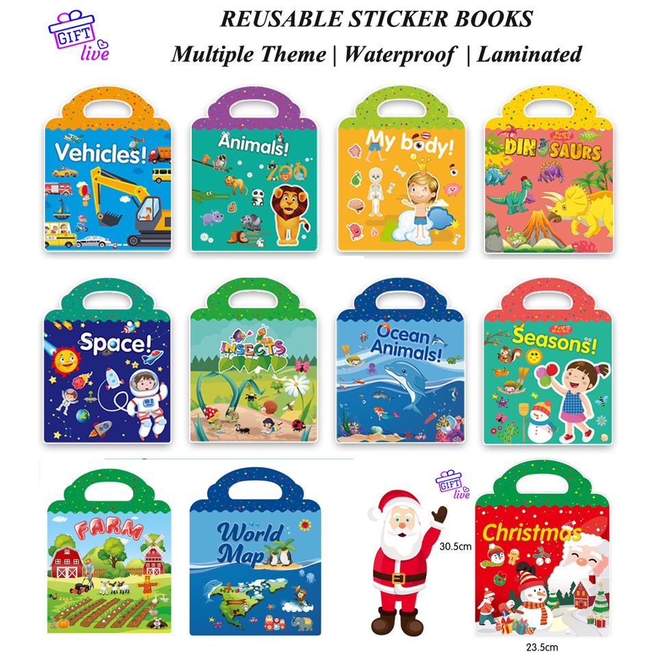 Reusable Children Sticker Book Kids Fun Learning Educational Multiple ...