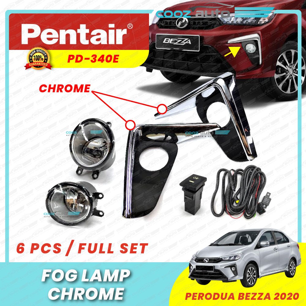 Perodua Bezza 2020 - 2021 PENTAIR Fog lamp Fog light Foglamp Chrome ...