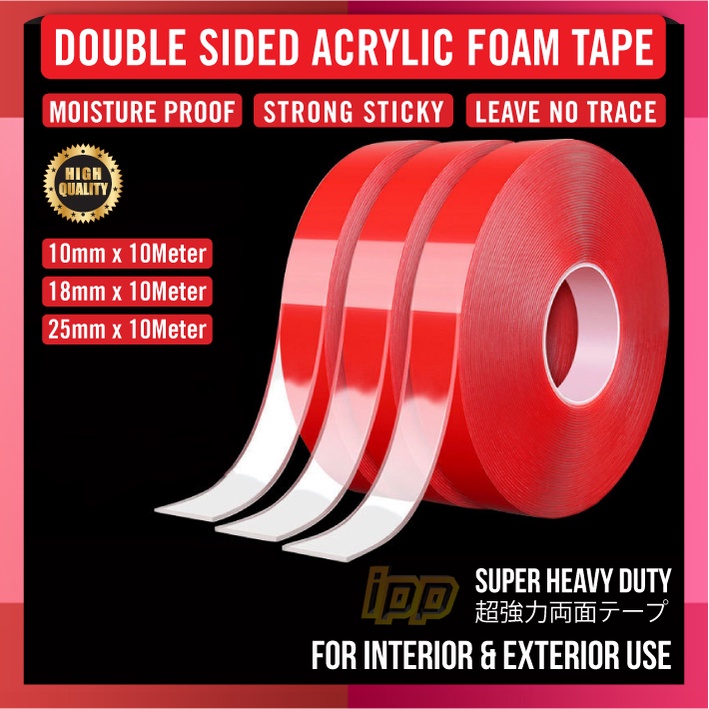Double Sided Acrylic Tape / Strong Double Sided Foam Tape (Clear)-10mm ...