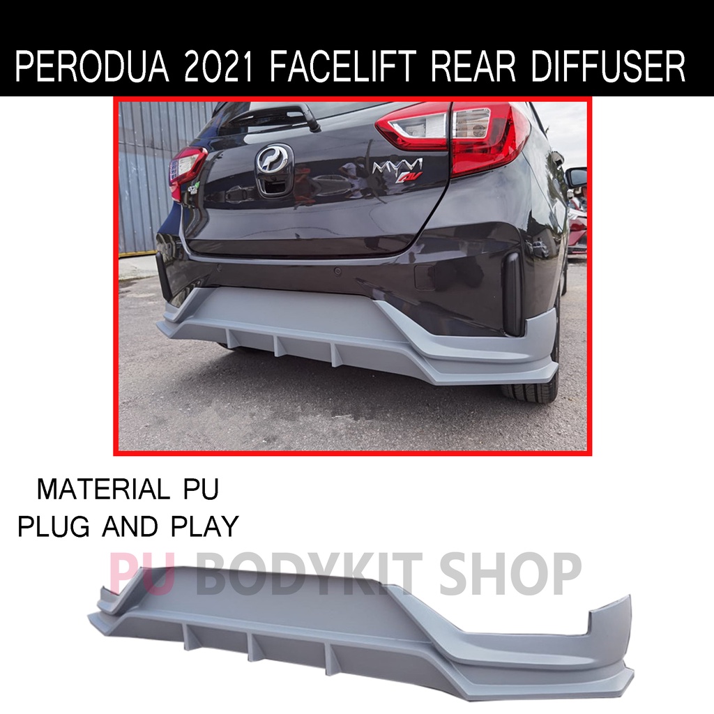 PERODUA MYVI 2021 FACELIFT FRONT V-LIP TAKERO/REAR DIFFUSER MODEL ...