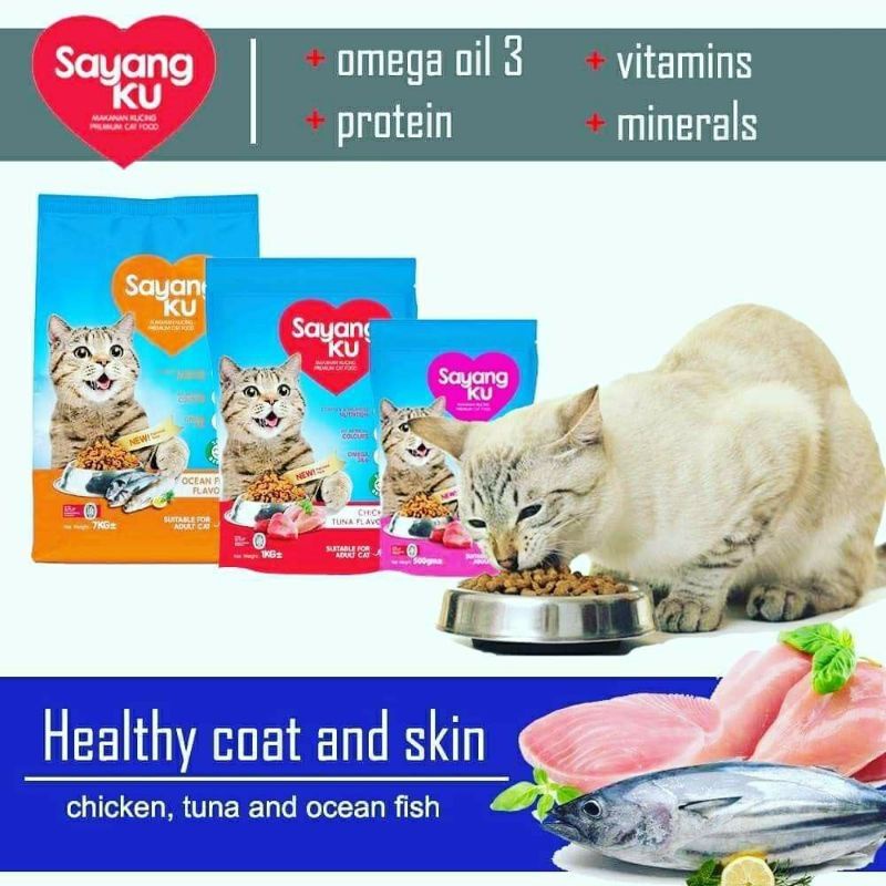 Sayangku cat food original repack 500g &1kg makanan kucing sayangku ...