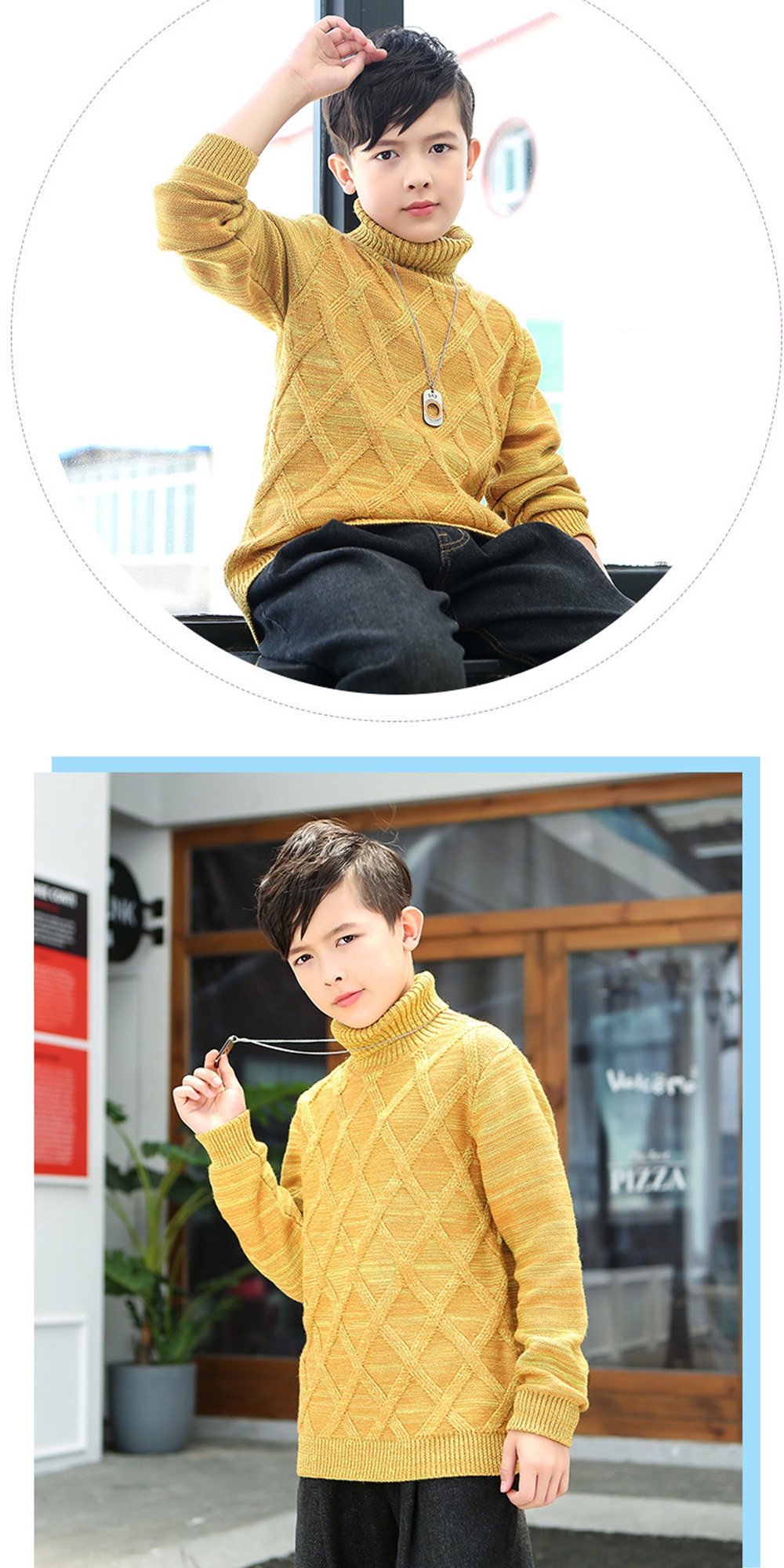 Children's Autumn Winter Turtleneck Sweater Boys Thickening Velvet Warm ...