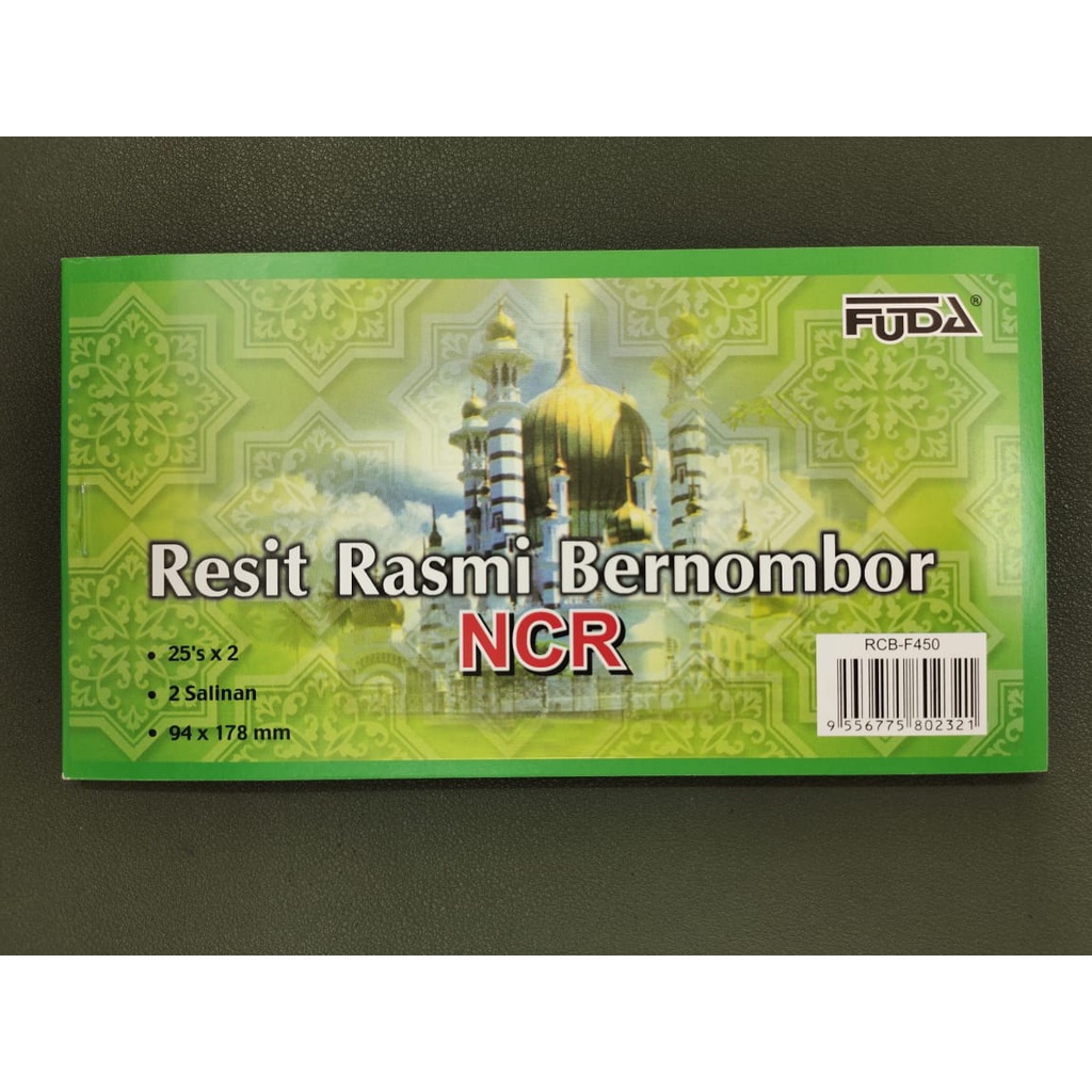 FUDA RCB-F450 Buku Resit Rasmi Bernombor NCR Carbonless Receipt Book ...