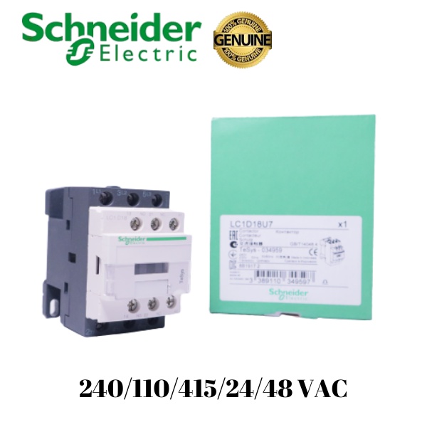 Schneider ( LC1-D18 ) 32A 1a1b AC Magnetic Contactor 3Pole 240/110/415 ...