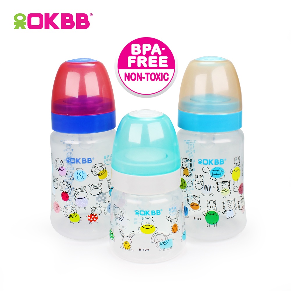 3 IN 1 OKBB Cartoon Wide Neck Triple Pack Feeding Bottle with Wide Neck ...