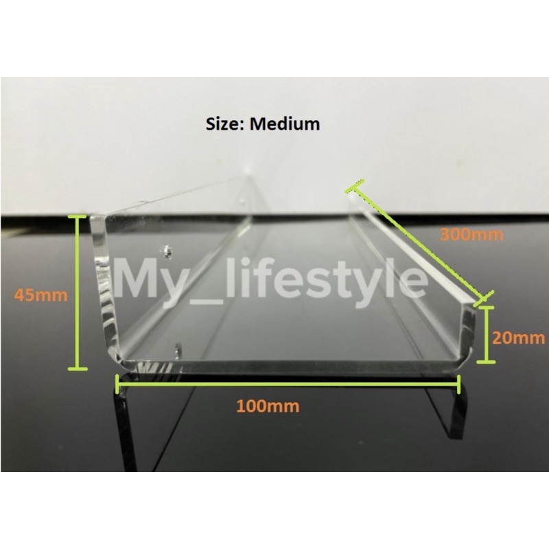 Wall Mounted Premium Clear Acrylic Shelf Holder | Shopee Malaysia