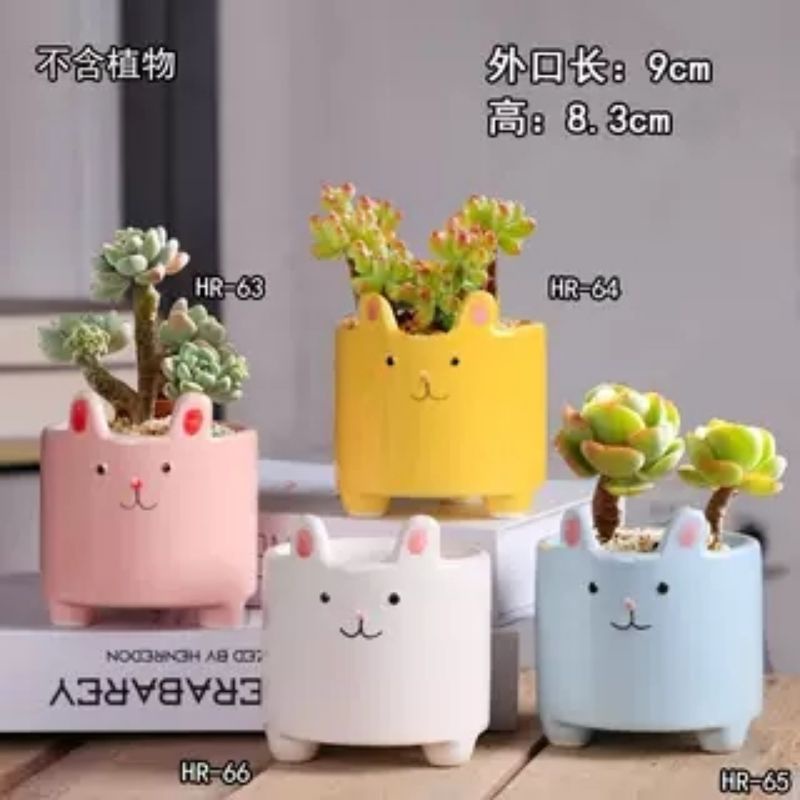 C105 4PCS/SET Succulent Pot Cactus Pot Ceramic Pot 陶瓷盆 多肉花盆 仙人掌盆 花盆 ...