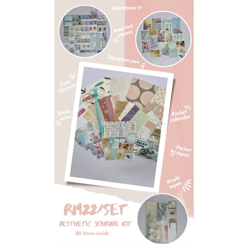 Aesthetic Journal Kit (80+ Items Inside!) | Shopee Malaysia