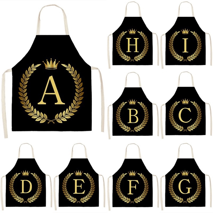 Golden crown letter aprons black apron apron kitchen apron for men ...