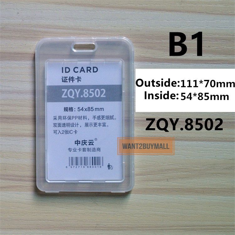🇲🇾 PVC Transparent ID IC Name Card Holder Card Tag Office Student ...