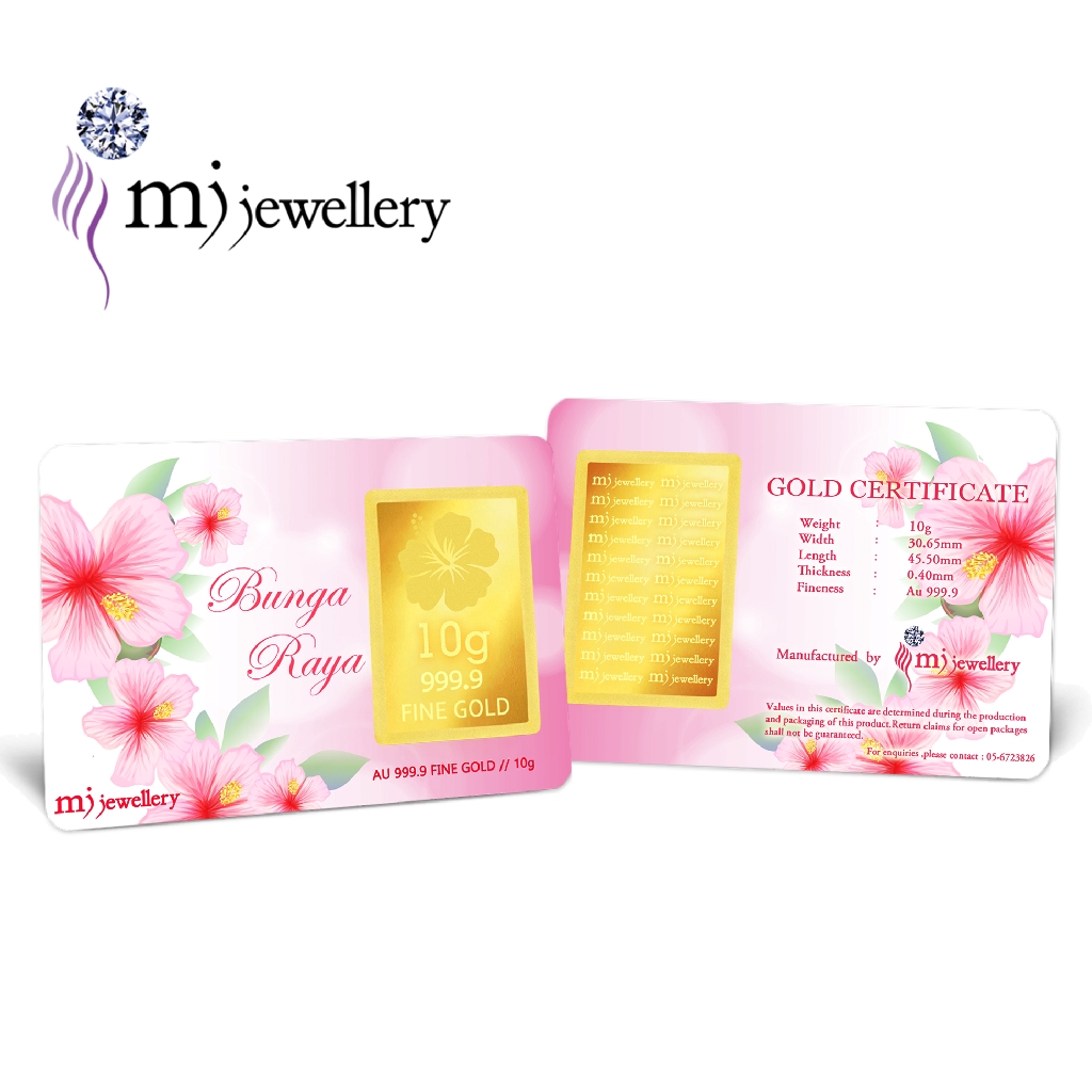 MJ Jewellery 5G Gold Collection 999.9 Gold Bar Bunga Raya F9 - 10g ...